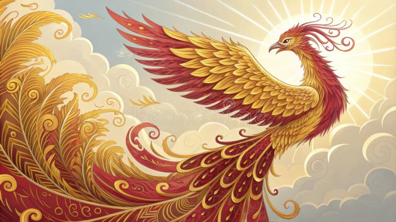 This Vibrant Phoenix Detailed with Intricate Patterns of Shimmering ...