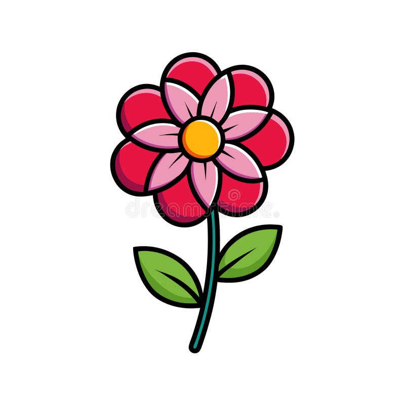 Vibrant Pick-a-Boo Flower Illustration with Bold Outline Stock ...