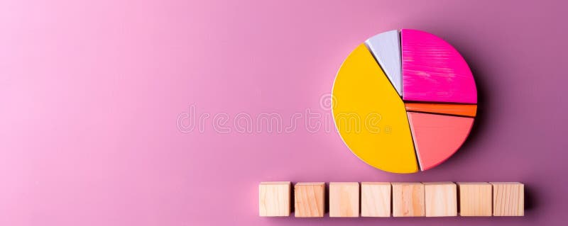 Vibrant Pie Chart on a Pink Background, Illustrating Data Visually with ...