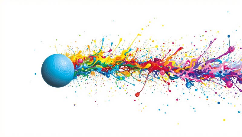 Vibrant Ping Pong Ball Creates Colorful Paint Splashes in Motion Stock ...