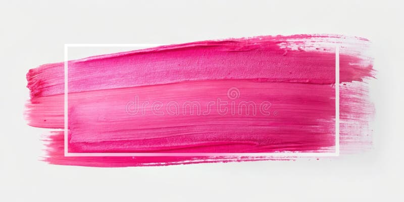 Vibrant Pink Abstract Paint Stroke with a Rectangular Frame for Text or ...