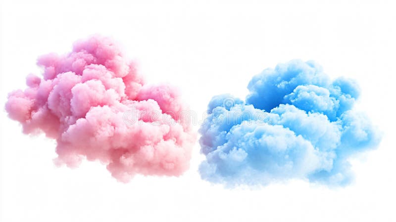 Vibrant Pink and Blue Clouds Isolated on White Background Stock Image ...