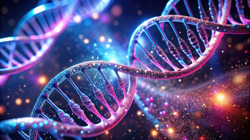Vibrant Pink and Blue Glowing DNA Double Helix a Stunning Visual ...