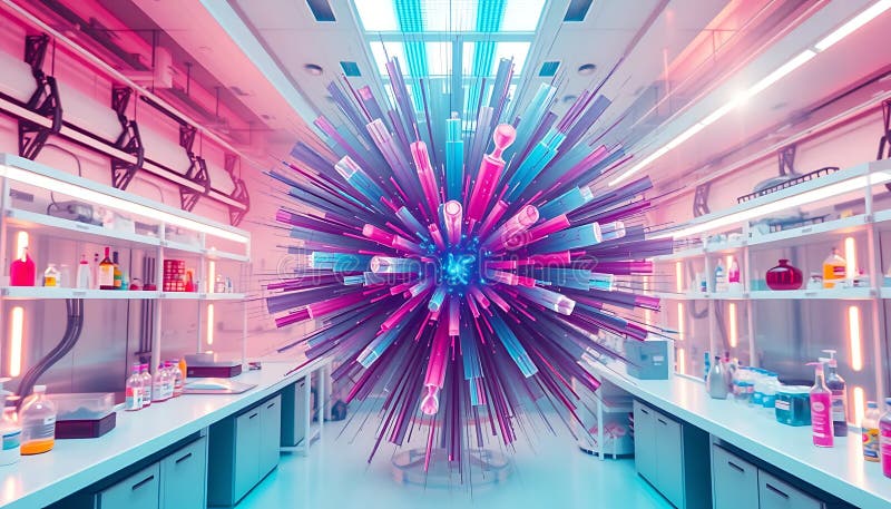 Vibrant Pink Blue Lab Sphere Research Science Technology Stock ...