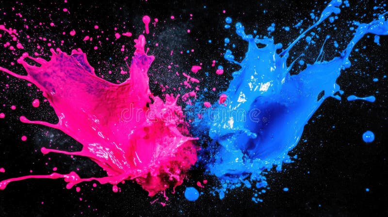 Vibrant Pink Blue Paint Splash Dynamic Action Abstract Background Art ...