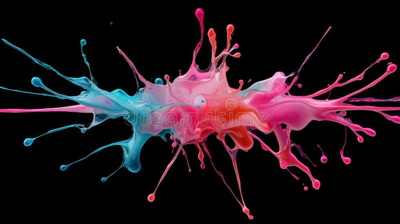 Vibrant Pink Blue Paint Splash Explosion on Black Stock Illustration ...
