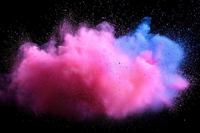 Pink and Blue Powder Explosion on Black Background Stock Illustration ...