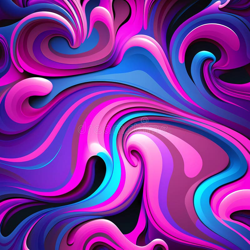 Vibrant Pink Blue and Violet Fluid Waves Background Abstract Art. Stock ...