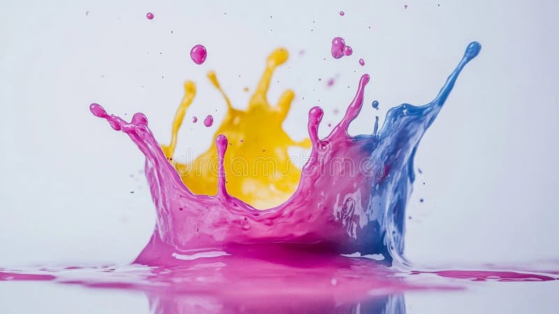 Vibrant Pink Blue Yellow Paint Splash Stock Illustration - Illustration ...