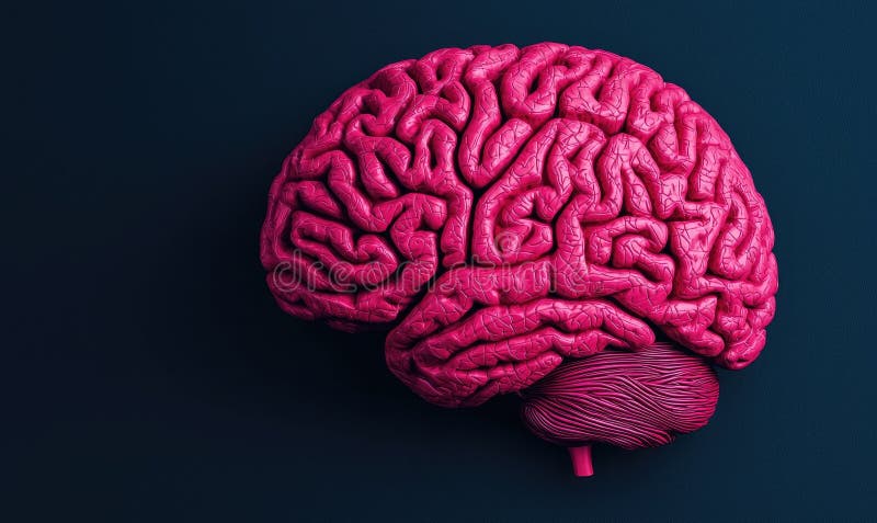 A Vibrant Pink Brain Illustration on a Dark Background, Showcasing ...