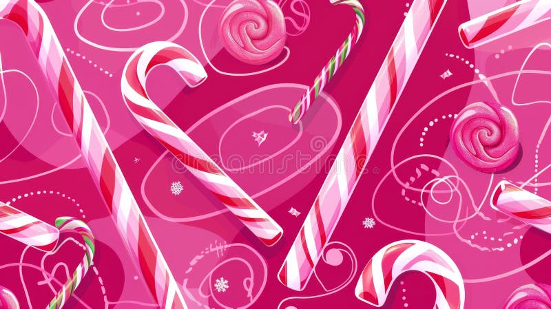 Vibrant Pink Candy Canes and Sweets Background Design Stock Image ...