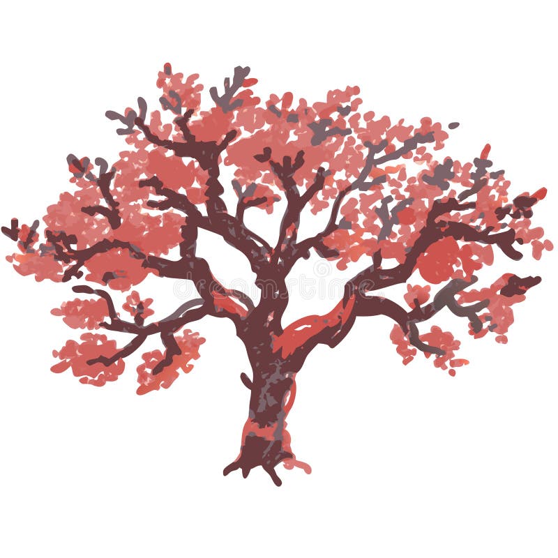 Vibrant Pink Cherry Blossom Tree Vector Art for Nature Design Projects ...