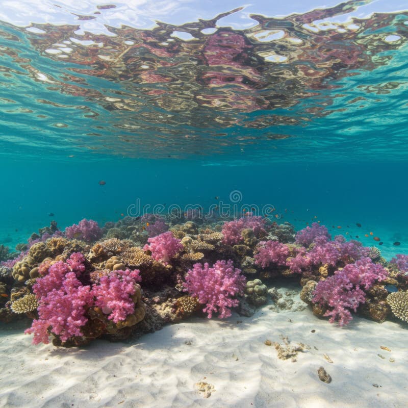 Vibrant Pink Coral Reef Underwater Scene Stock Illustration ...