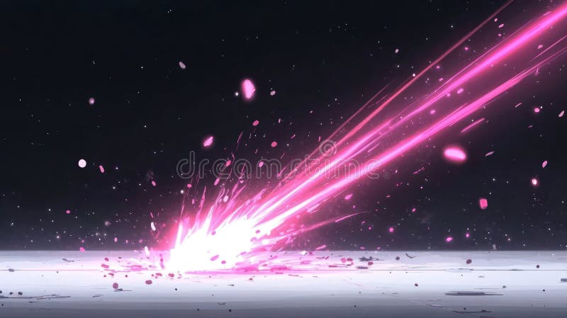 Pink Energy Beam Impacting Ground, Futuristic Sci-Fi Explosion Stock ...
