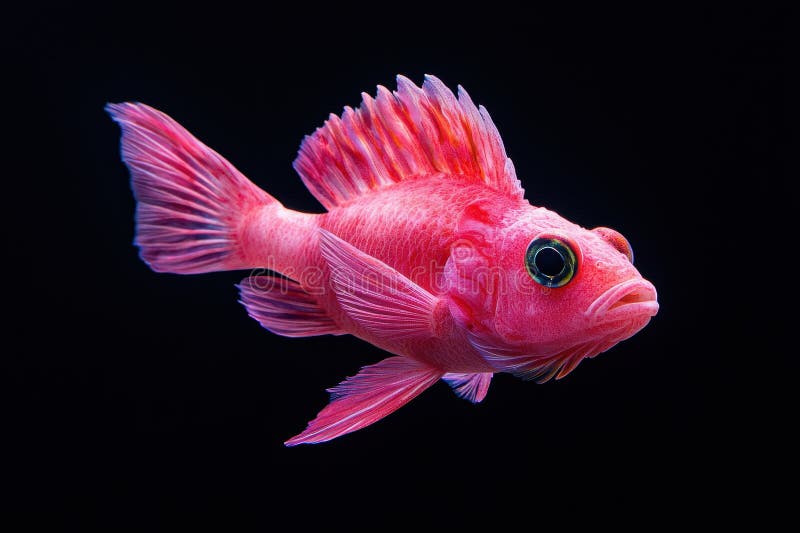 Vibrant Pink Fish with Flowing Fins Stock Illustration - Illustration ...