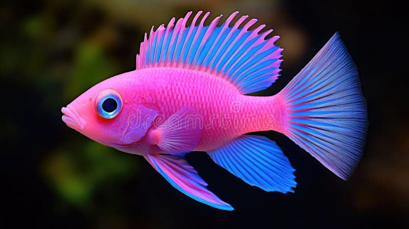 A Vibrant Pink Fish with Striking Blue Fins and Tail Stock Photo ...