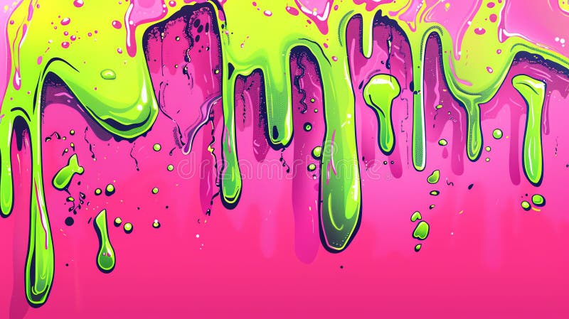 Vibrant Pink and Green Paint Drips on a Bright Abstract Background ...