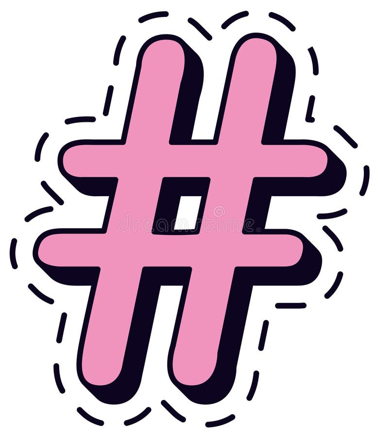 3d Hashtag Symbol. Glowing Glossy Metallic Font with Orange Lights ...