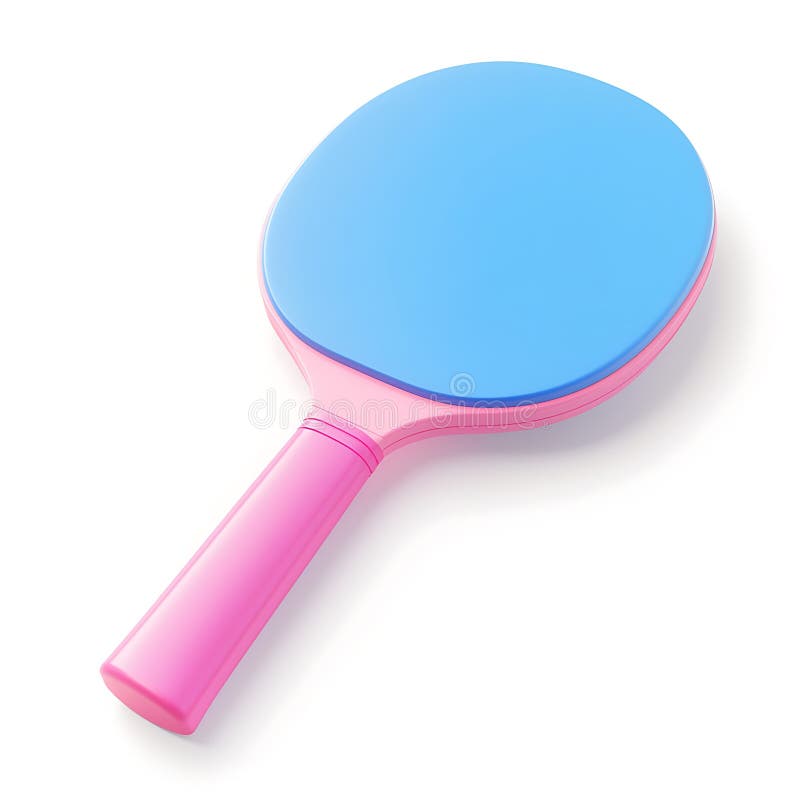 A Vibrant Pink and Light Blue Ping Pong Paddle Isolated on a White ...