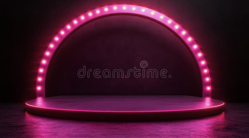 Vibrant Pink Lit Stage with Circular Backdrop and Fog Effects for a ...