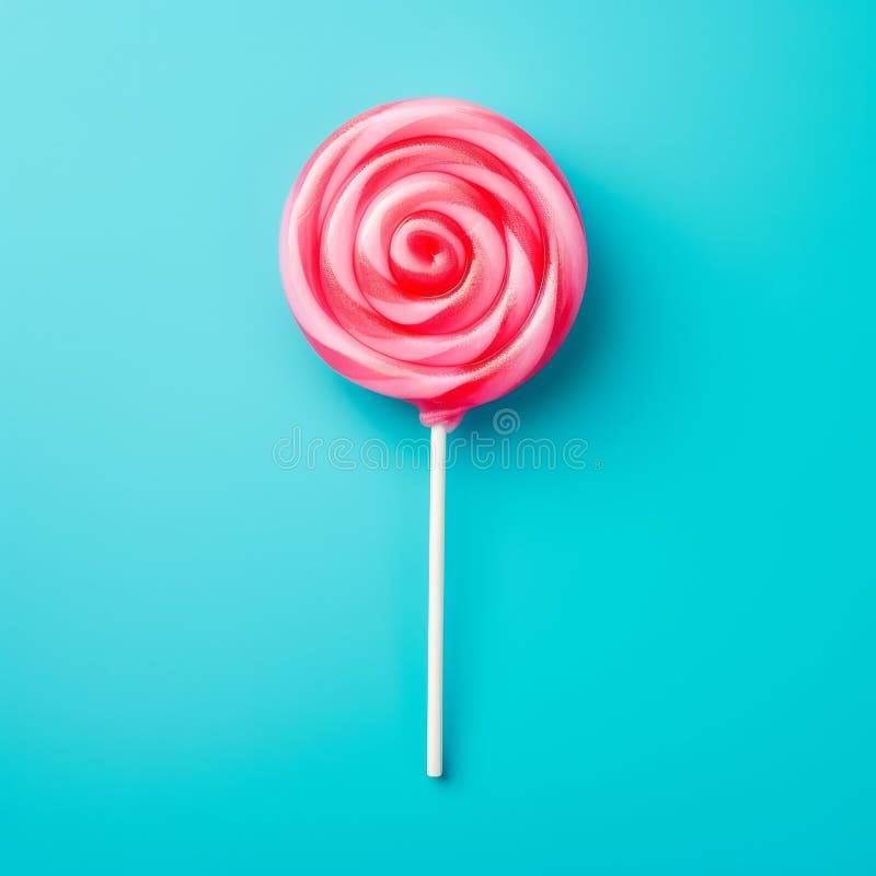 A Vibrant Pink Lollipop Against a Striking Blue Backdrop Stock Image ...