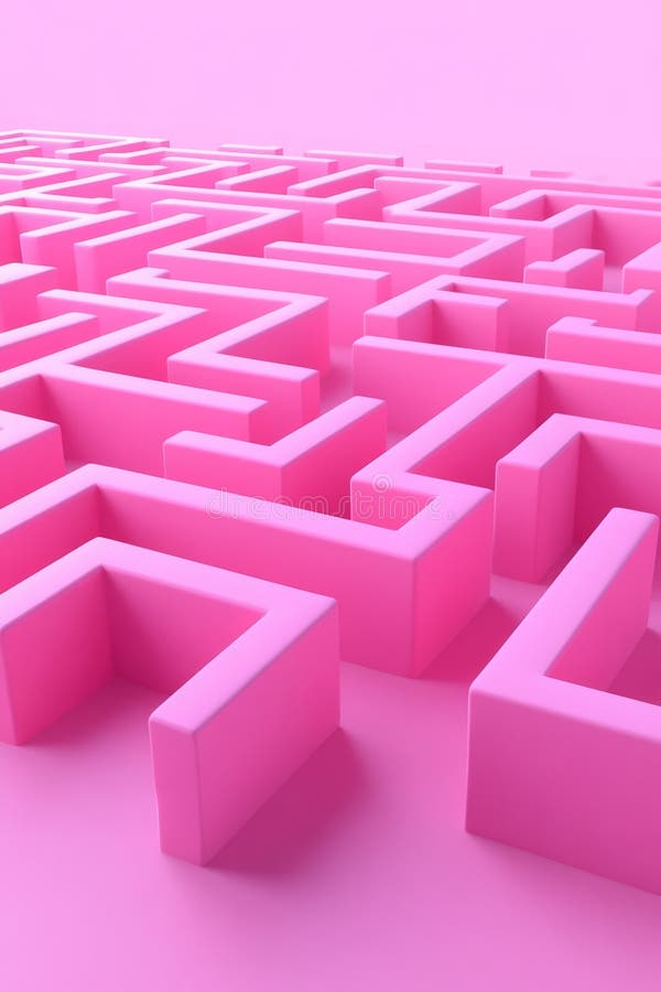 A Vibrant Pink Maze Features Sharp Geometric Turns and Pathways ...