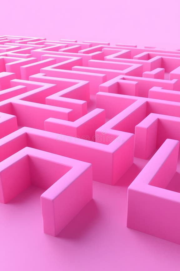 A Vibrant Pink Maze Features Sharp Geometric Turns and Pathways ...