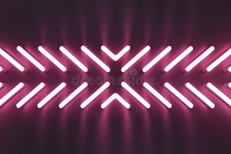 Vibrant Pink Neon Arrows in Zigzag Pattern on Dark Background, Creating ...