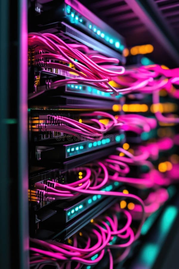 Vibrant Pink Network Cables Server Room Led Lights Stock Photos - Free ...