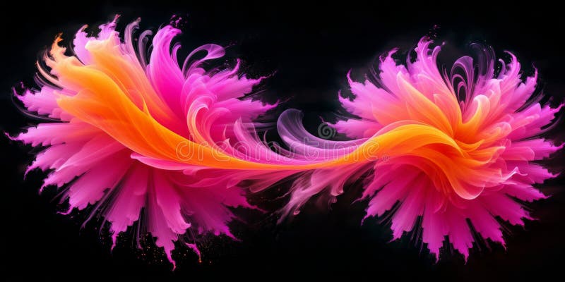 Vibrant Pink and Orange Abstract Digital Art with Flowing Forms Stock ...