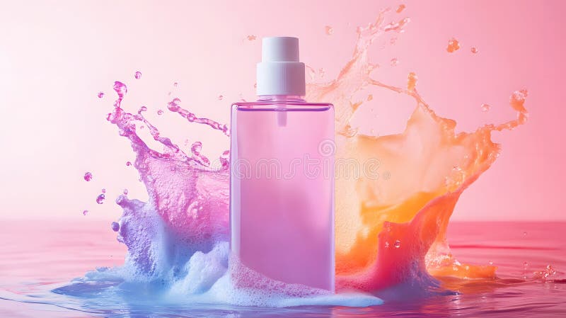 Vibrant Pink and Orange Perfume Bottle Splash Stock Illustration ...