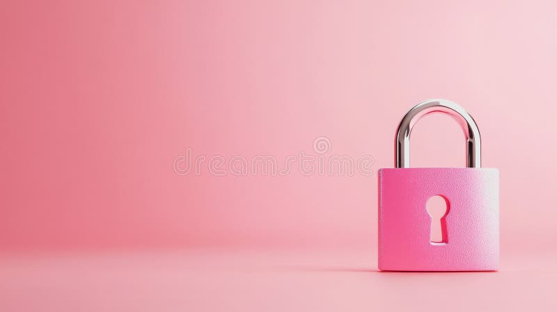 Vibrant Pink Padlock on Soft Pink Background Symbolizing Security and ...