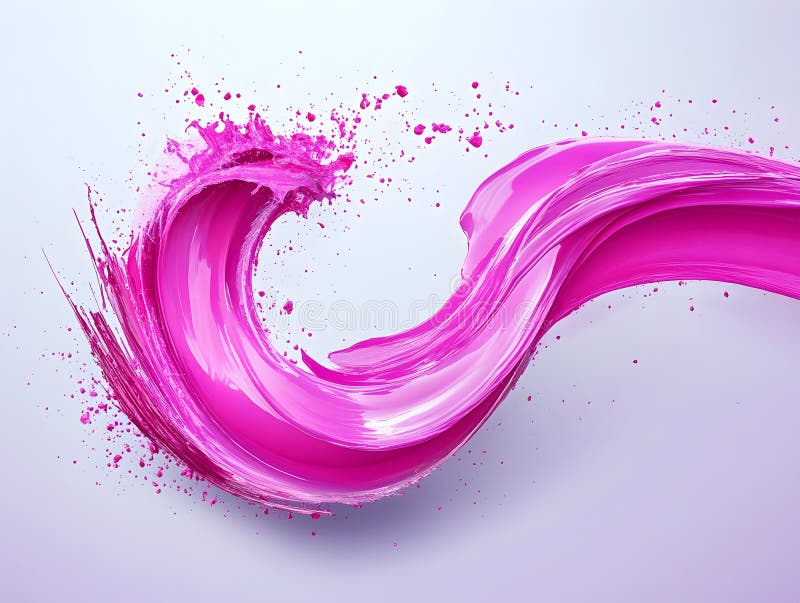 Vibrant Pink Paint Stroke with Splattered Particles on a Light ...
