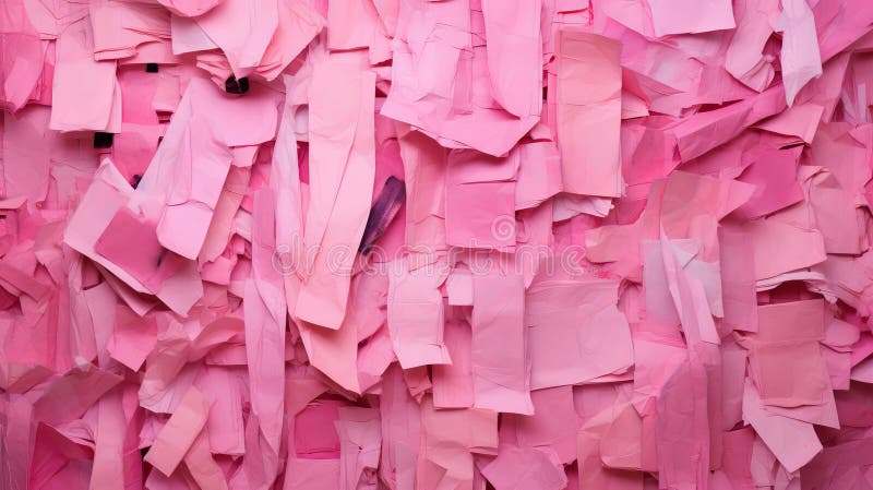 Vibrant Pink Paper Collage with Chaotic Compositions Stock Illustration ...
