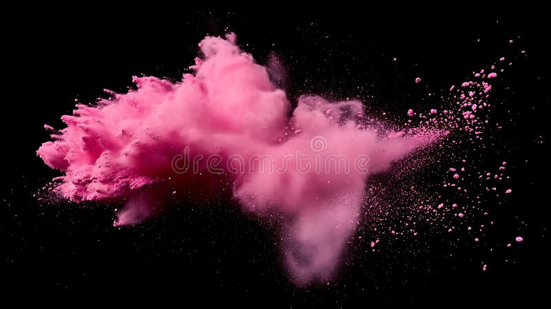 Vibrant Pink Powder Explosion on Black Background - Studio Shot Stock ...