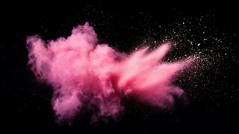 Vibrant Pink Powder Explosion on Black Background - Studio Shot Stock ...