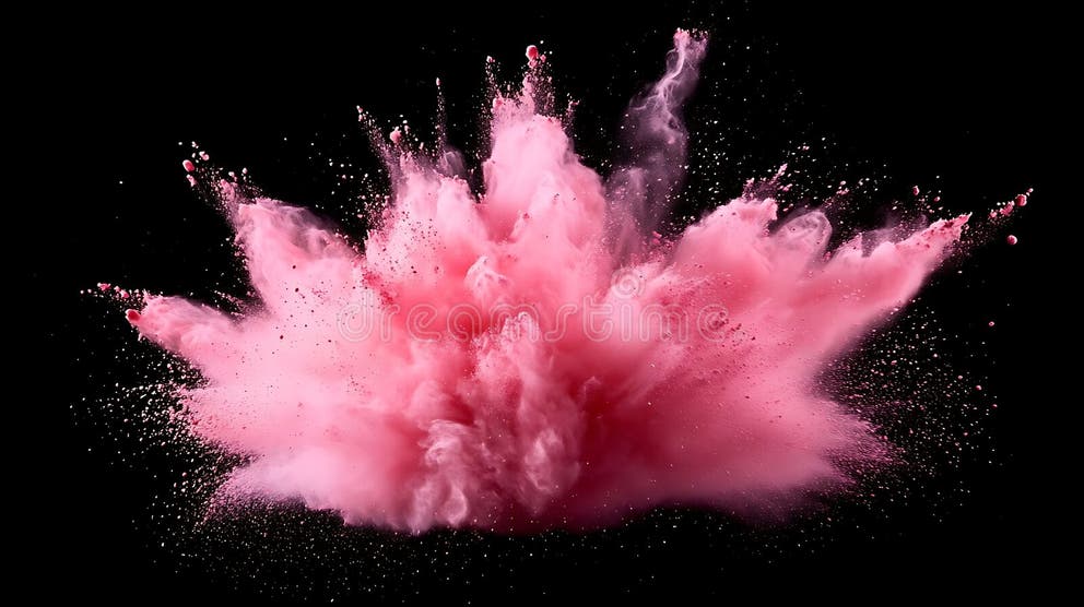 Vibrant Pink Powder Explosion on Black Background - Studio Shot Stock ...
