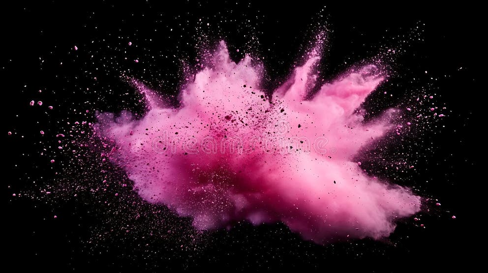 Vibrant Pink Powder Explosion on Black Background - Studio Shot Stock ...