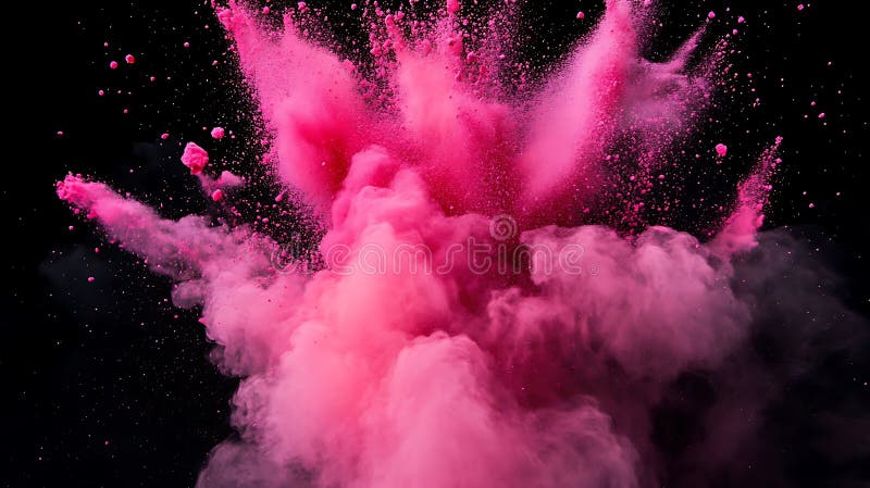 Vibrant Pink Powder Explosion on Black Background - Studio Shot Stock ...