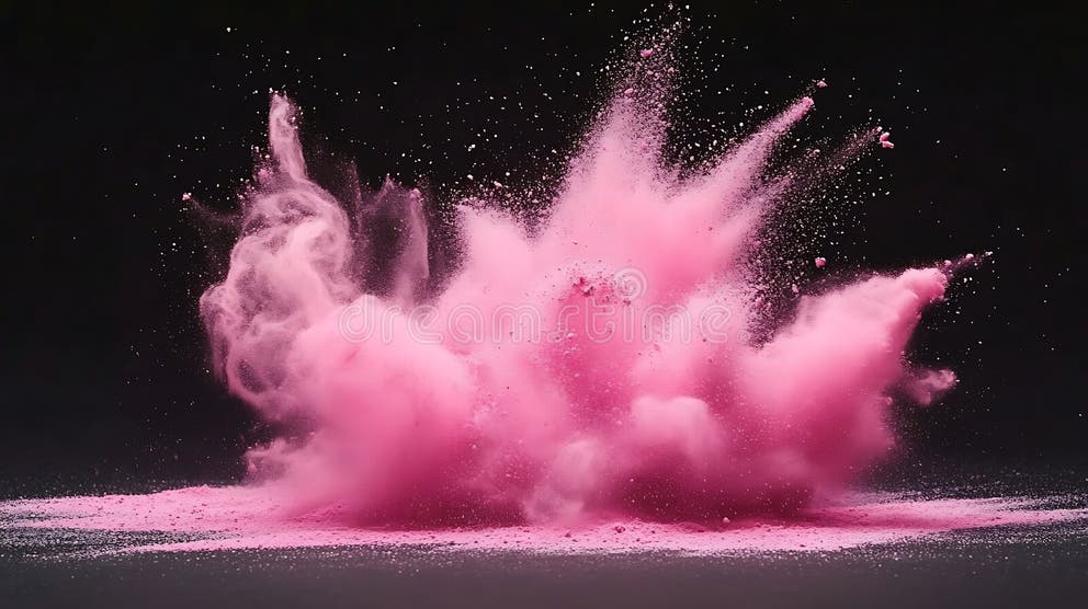 Vibrant Pink Powder Explosion on Black Background - Studio Shot Stock ...