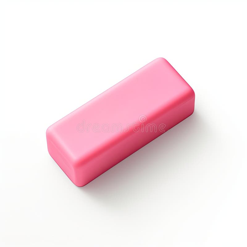 Vibrant Pink Rectangular Eraser Solid Brick Isolated on White ...