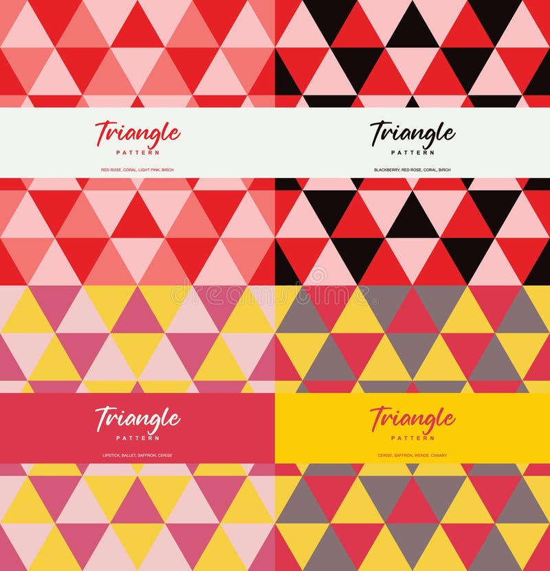 Vibrant Pink, Red, and Yellow Triangular Delight - Quad Set Stock ...