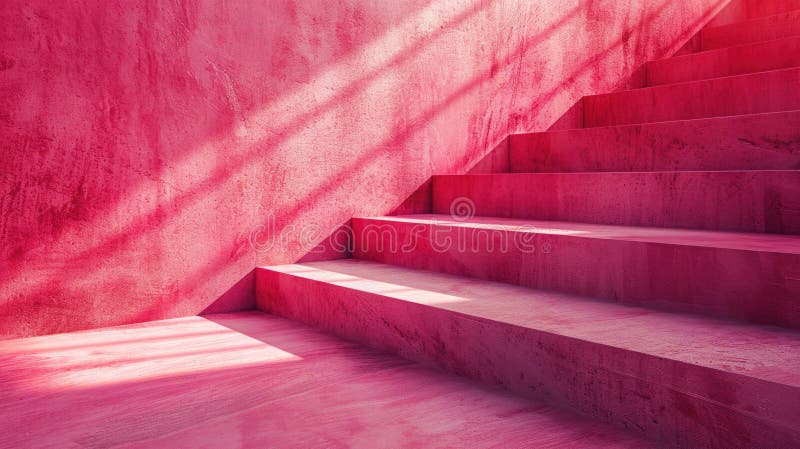Vibrant Pink Stairs Casting Bold Shadows, Creating a Dramatic and ...