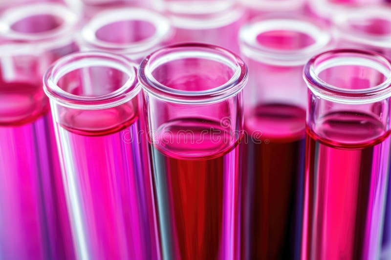 Vibrant Pink Test Tubes Filled with Liquid for Scientific Research and ...