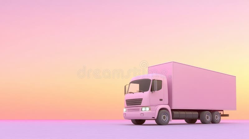 Vibrant Pink Truck on Pink and Orange Gradient Background, Captivating ...