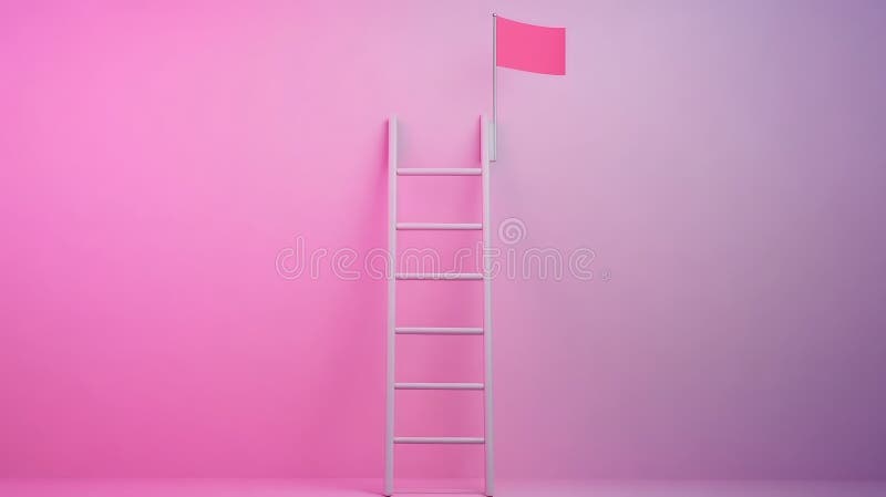 Vibrant Pink Wall with Ladder, a Striking Visual of Ladder Leaning ...