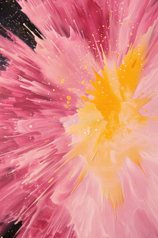 Vibrant Pink and Yellow Abstract Paint Splash Explosion Stock ...