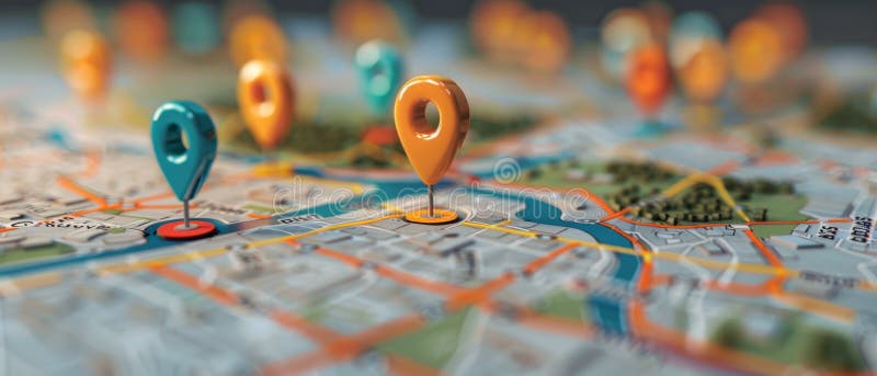 Vibrant Pins Show Starting and Destination Points for Efficient ...