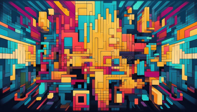 Vibrant Pixel Art Abstract Design a Retro Bit Ode To Colourful Geometry ...