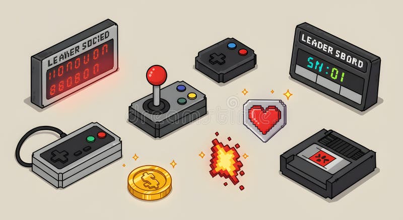 Retro Gaming Pixel Art stock illustration. Illustration of background ...